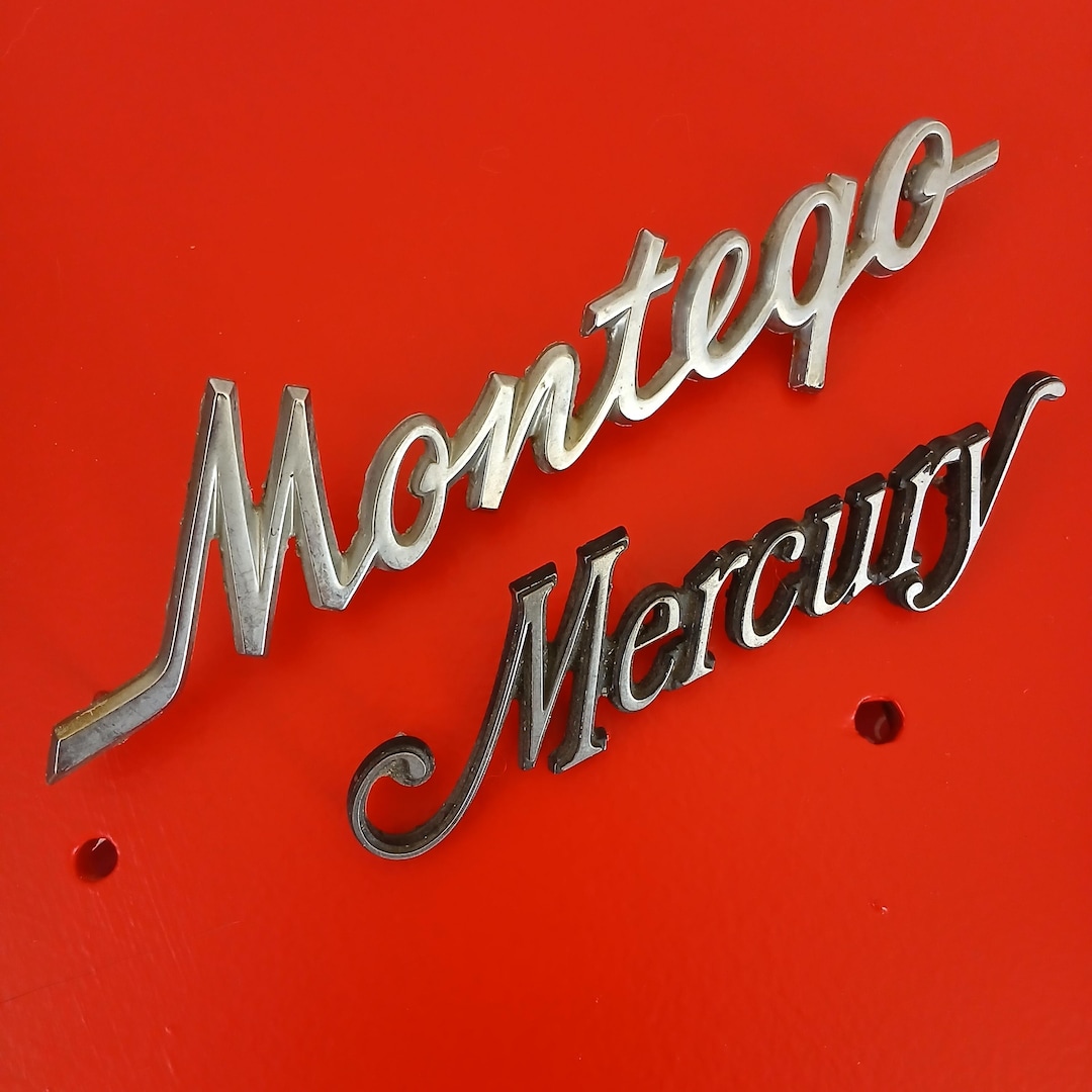 2 Vintage Metal Chrome Car Emblems Montego Mercury Logo Brand Ford 80s ...