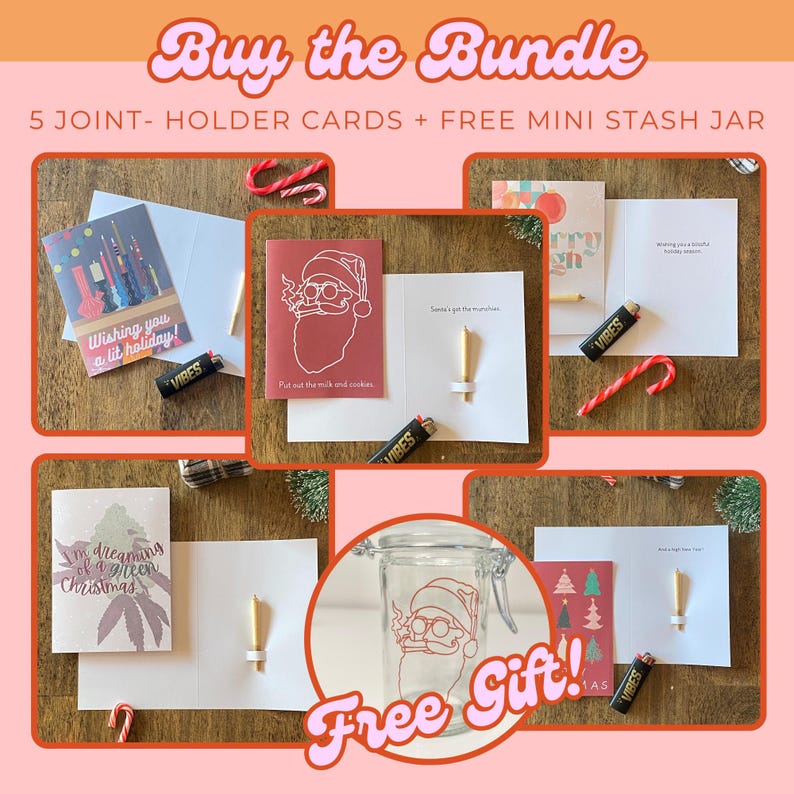 Stoner Christmas Gift Joint Holder Card Stoner Holiday Gift Set for ...