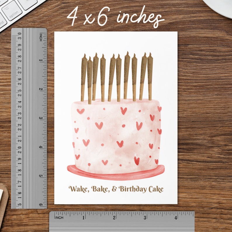 Wake Bake and Birthday Cake Stoner Birthday Card 420 Birthday Card for ...