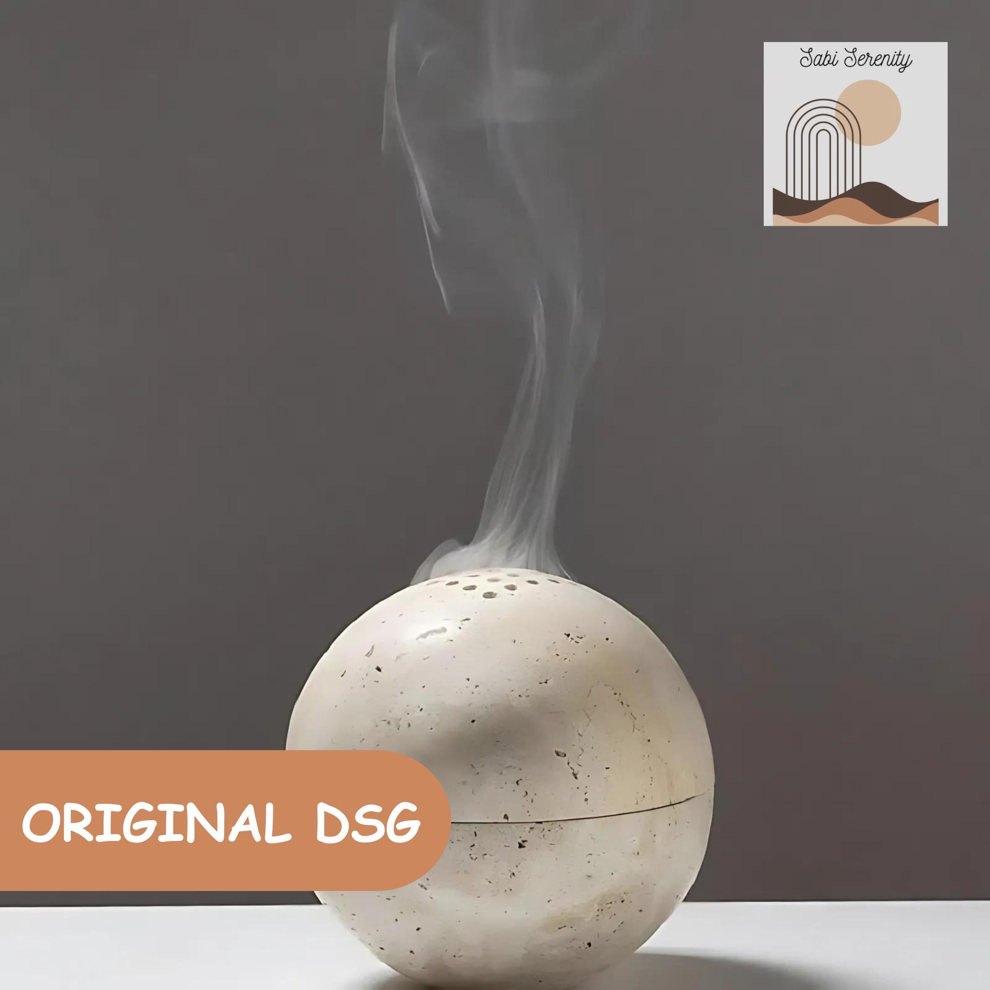 Beige Travertine Sphere Incense Burner Natural Marble Mubkhar Elegant ...