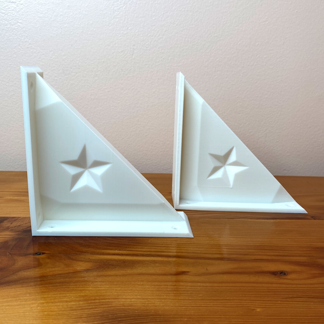 6-inch Star Embedded Decorative Shelf Brackets - 3D Printed Wall ...