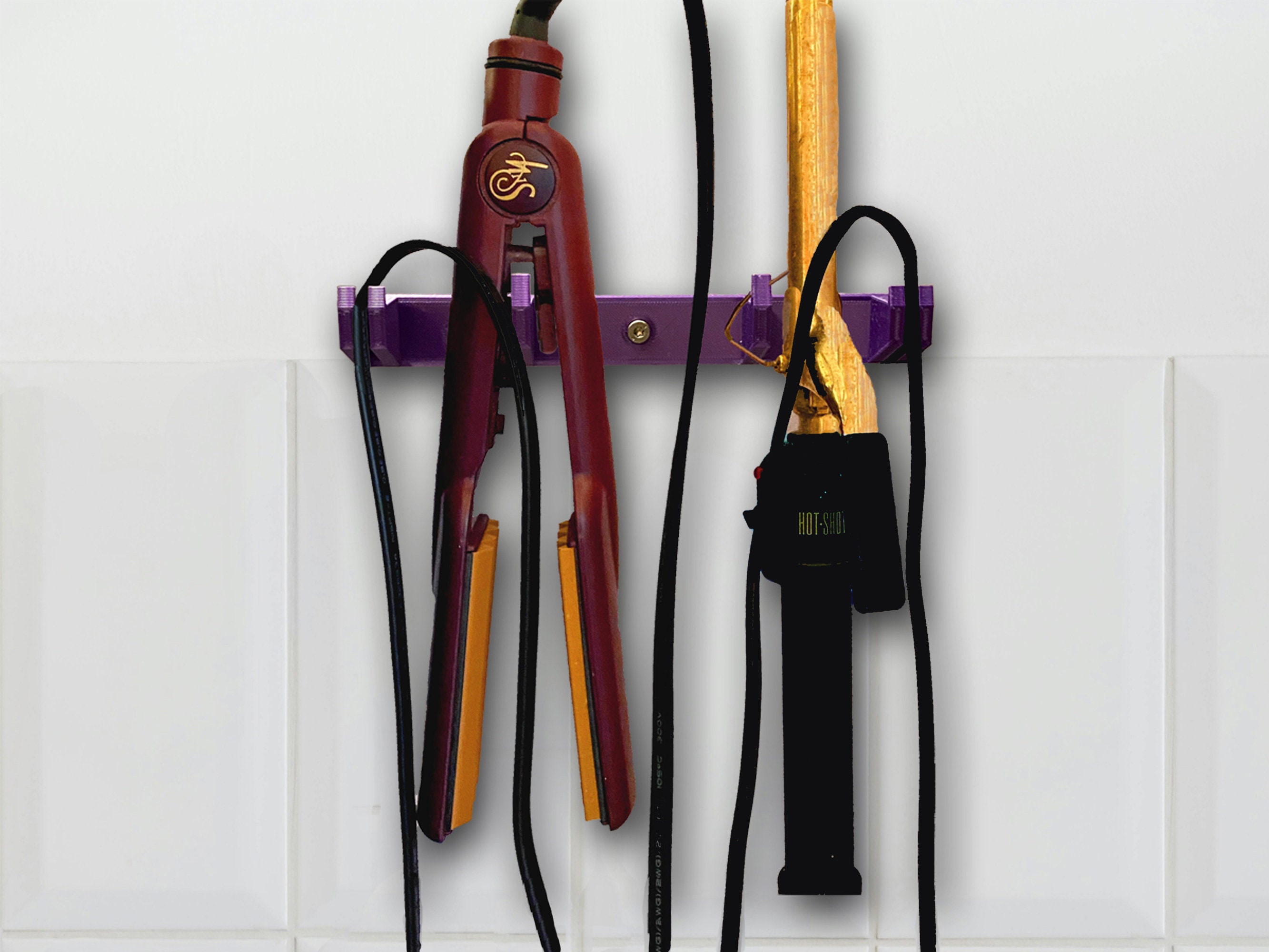 Hair Straightener Holder Wall Mount Organizer Storage Rack Curling Iron ...