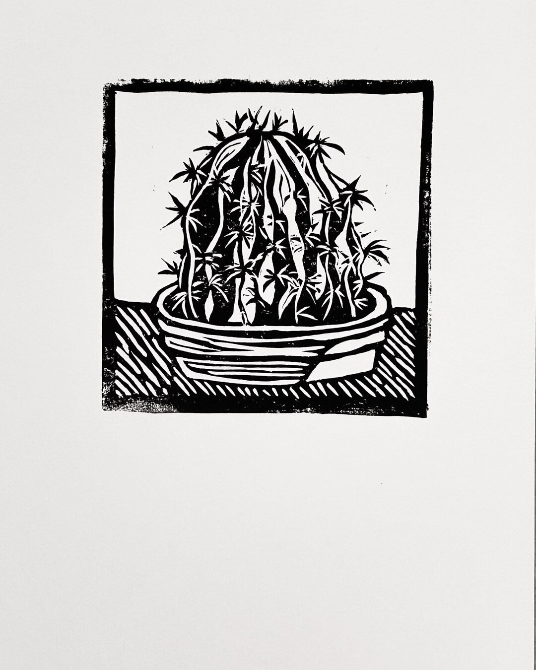 A Perfectly Nice Cactus Linocut Print - Etsy