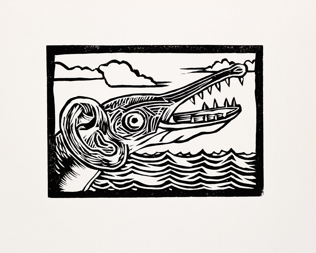 Gar Ear Linocut Print - Etsy