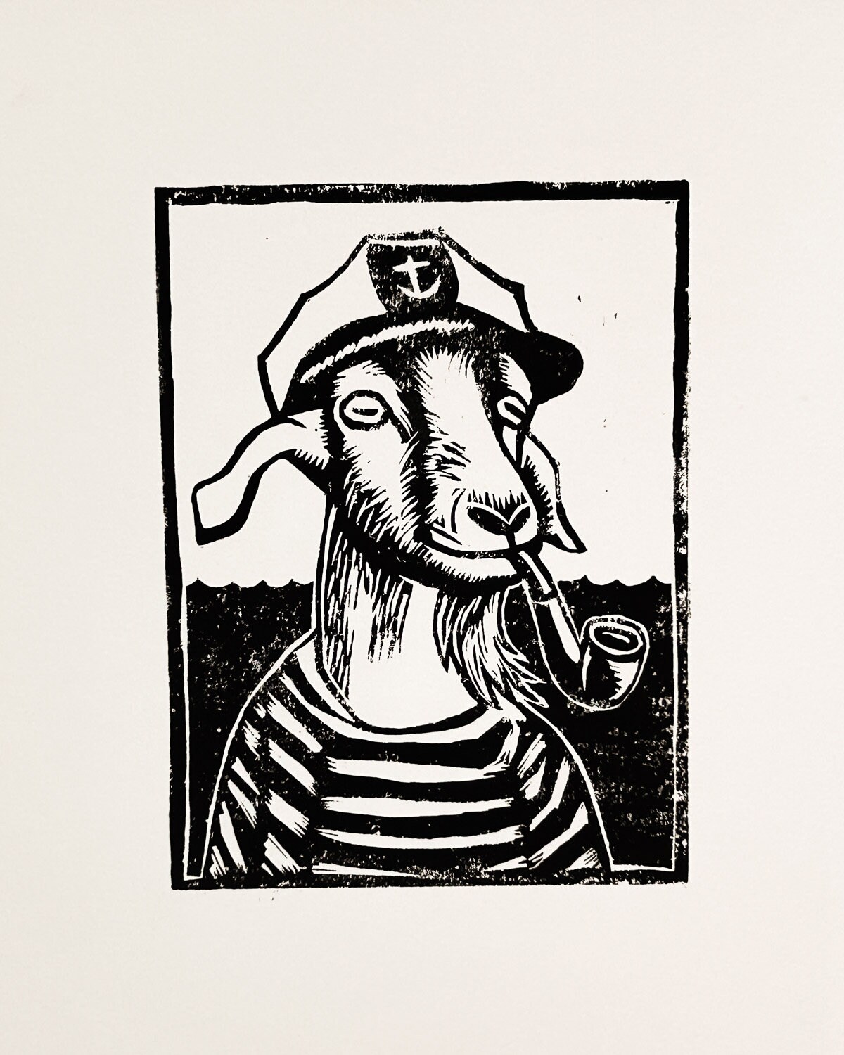 Boat Goat Linocut Print - Etsy