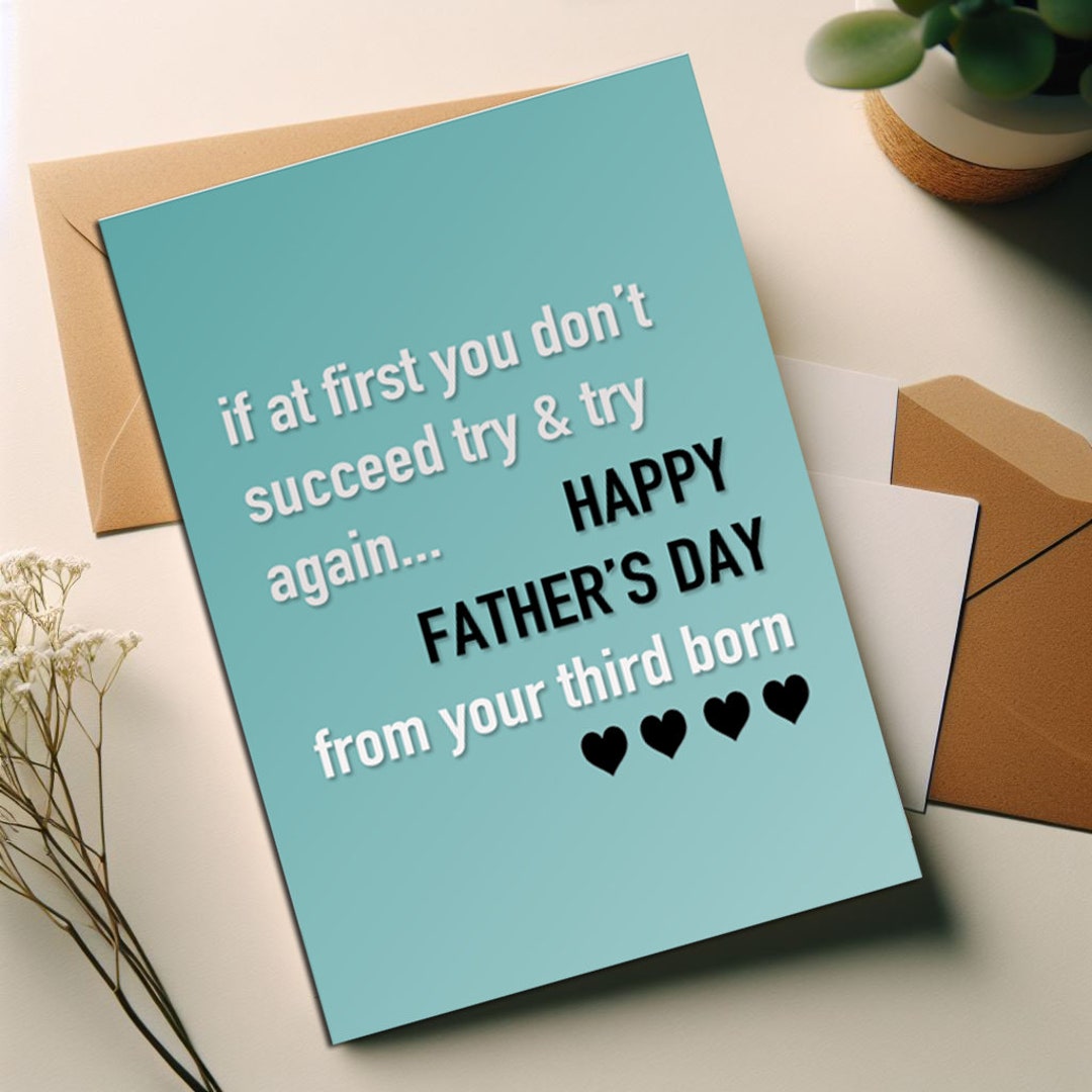 Third Born Child Father's Day Card, Funny 3rd Child Card, Father's Day ...