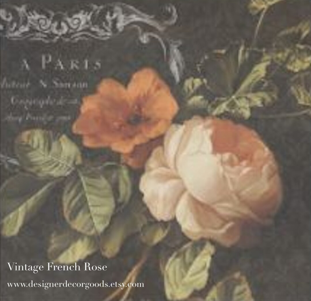 Vintage French Rose Decoupage Tissue Paper Designer Decor Decoupage ...
