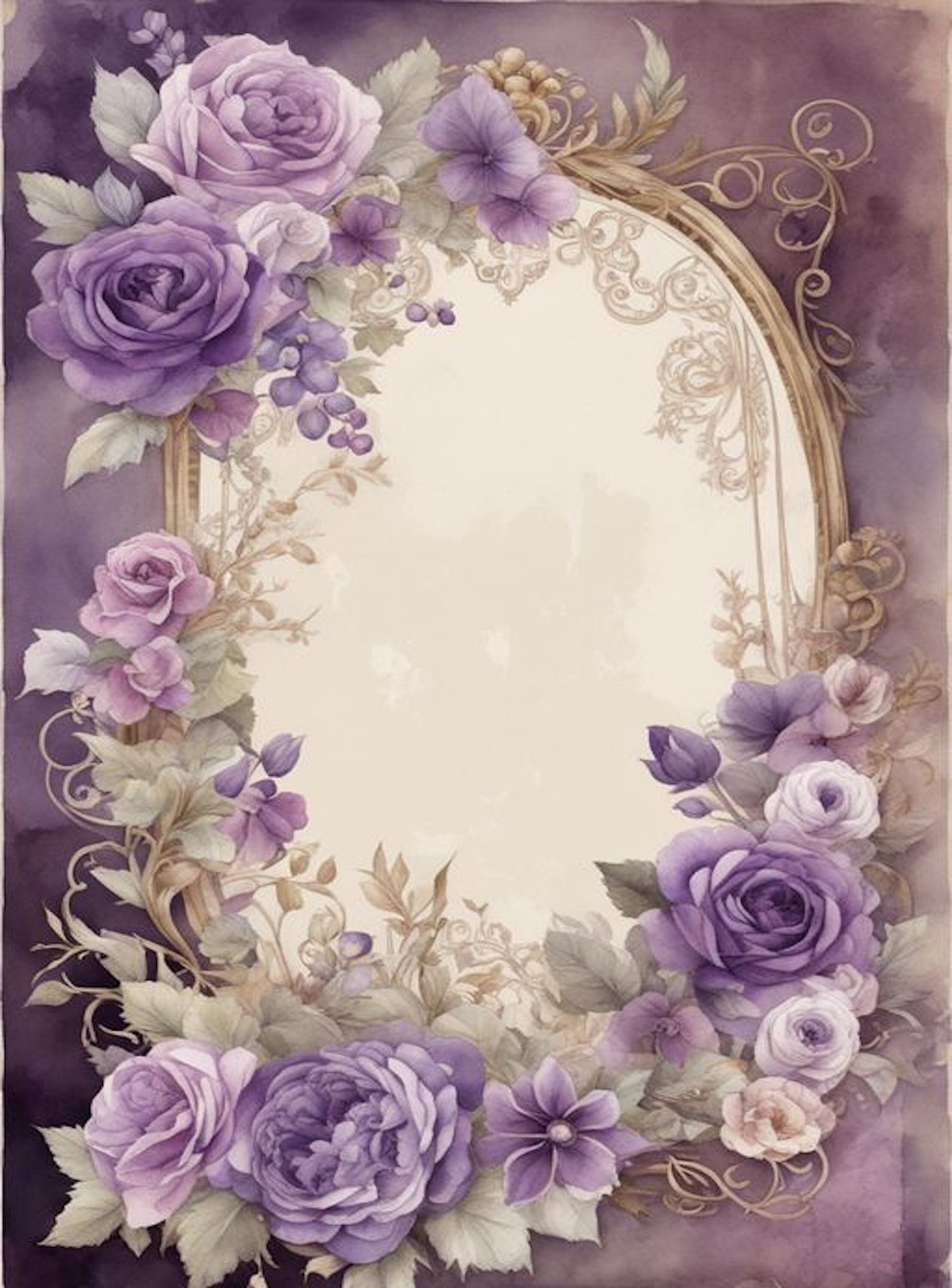 Lilac Rose Frame Cottage Restyle Designer Decor Decoupage Tissue Paper ...