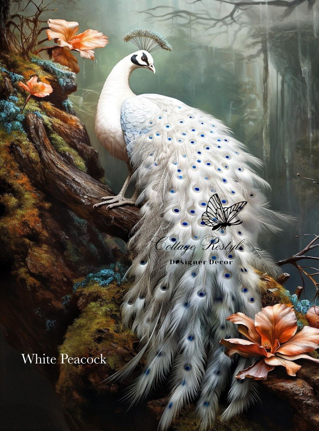 White Peacock Decor Tissue Paper | Designer Decor Decoupage Tissue ...