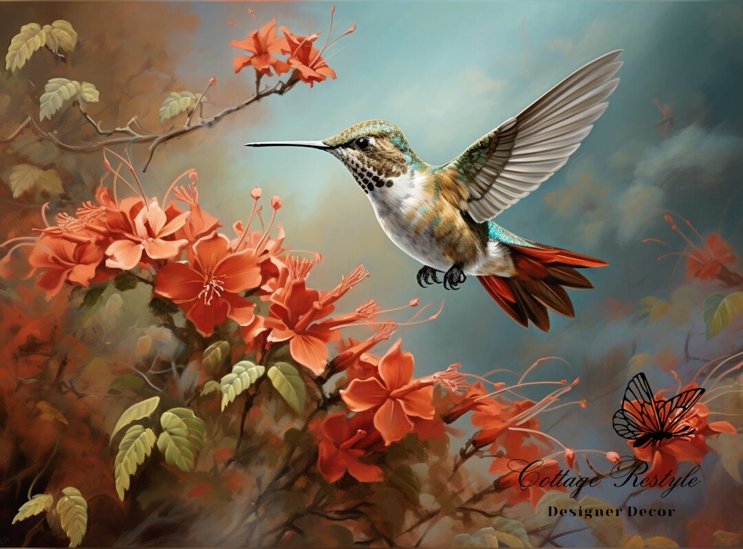 Hummingbird in Flight | Cottage Restyle Designer Decor Decoupage Tissue ...