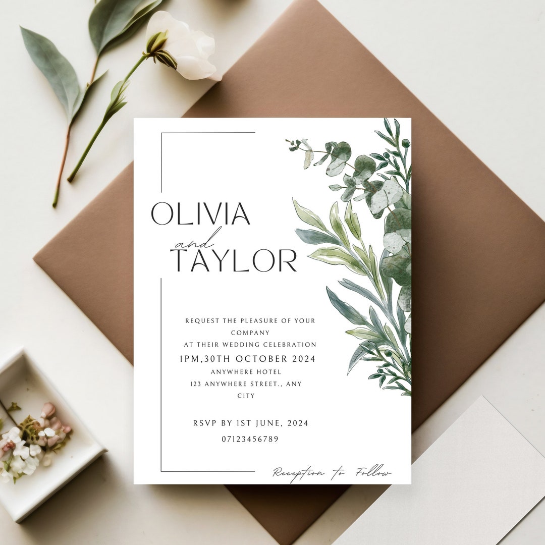 EDITABLE Elegant Wedding Invitation Template, Online Invite, Wedding ...