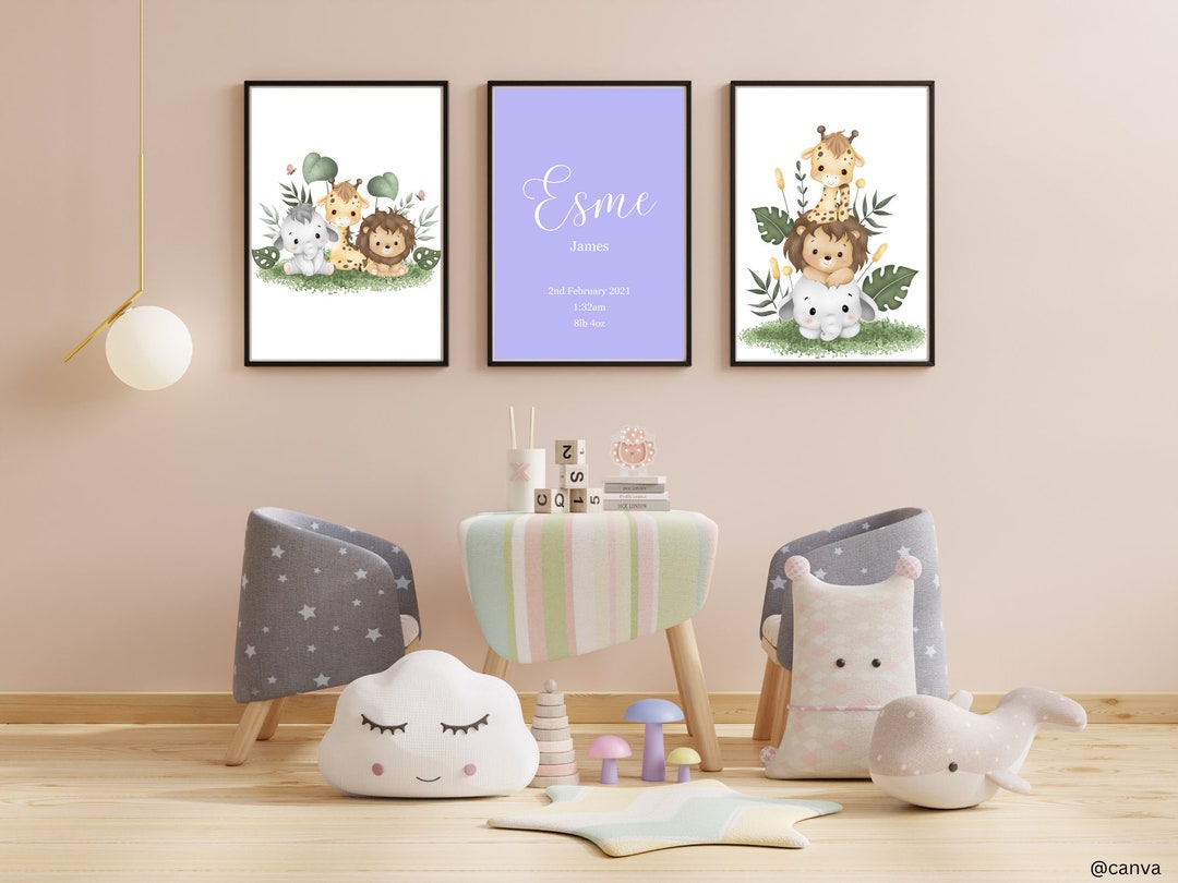 Jungle Baby Safari Animal Nursery Wall Print Safari Wall Art Jungle ...