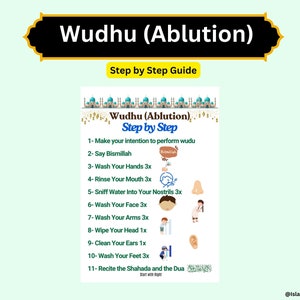 Wudhu Steps Ablution Step by Step, Islamic Digital Printable, Perfect ...
