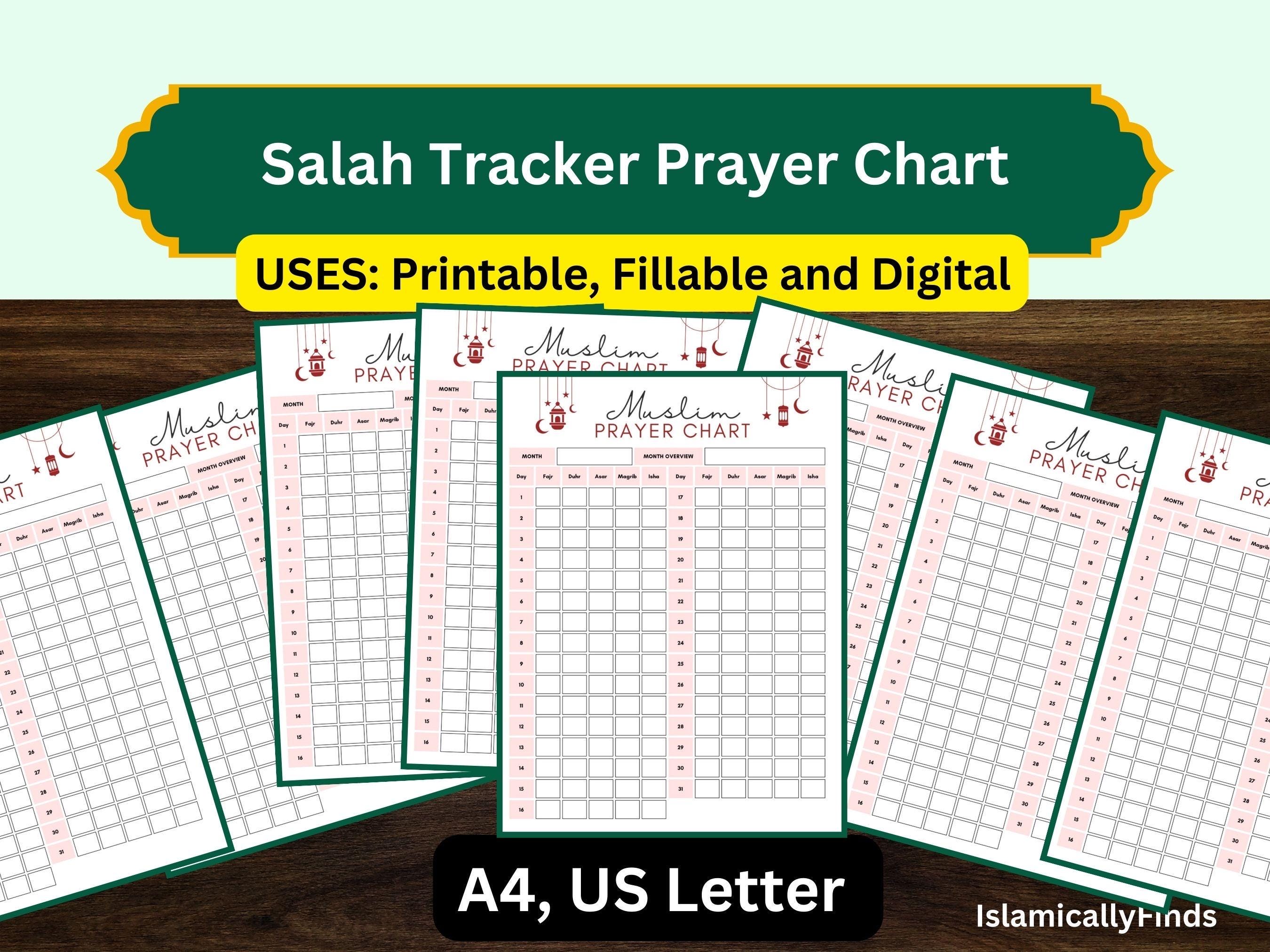 Monthly Salah Tracker Prayer Chart Islamic Muslim Tracker Printable ...