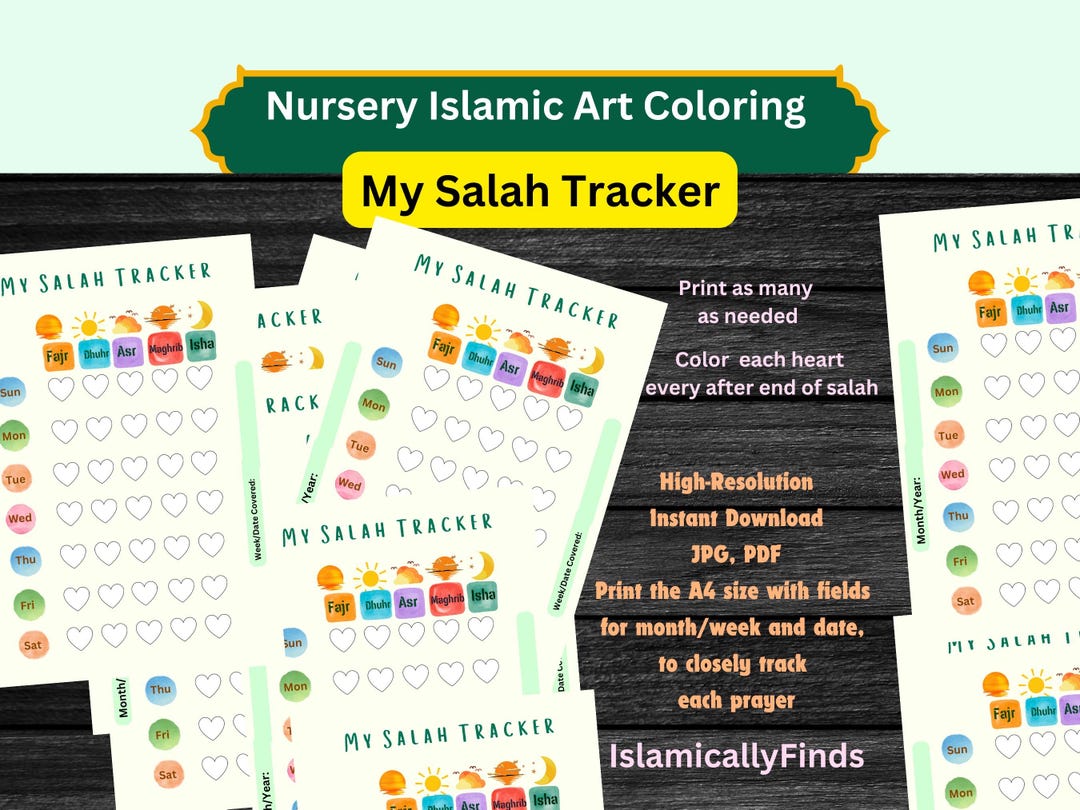 Islamic Kids Salah Tracker: Printable Muslim Prayer Chart (digital ...