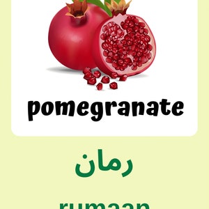 Fruits Flash Cards in Arabic and English Names, Teach Your Kids With ...