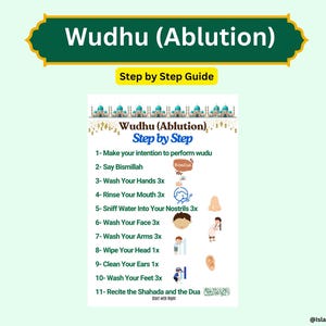 Wudhu Steps Ablution Step by Step, Islamic Digital Printable, Perfect ...