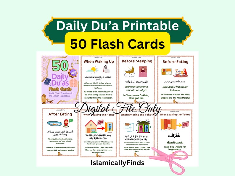 Daily Du'a Flash Cards: Islamic Prayer Cards for Muslims (printable) - Etsy