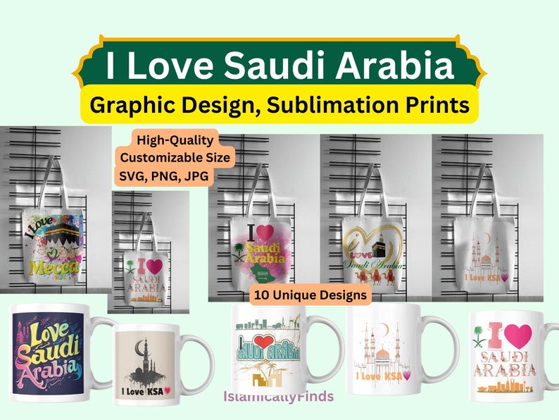 I Love Saudi Arabia Sublimation Design: Shirts, Mugs (digital Download ...