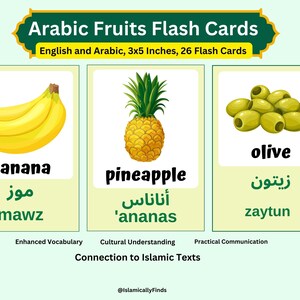 Fruits Flash Cards in Arabic and English Names Teach Your Kids With ...