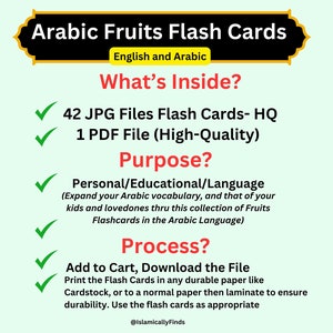 Fruits Flash Cards in Arabic and English Names Teach Your Kids With ...
