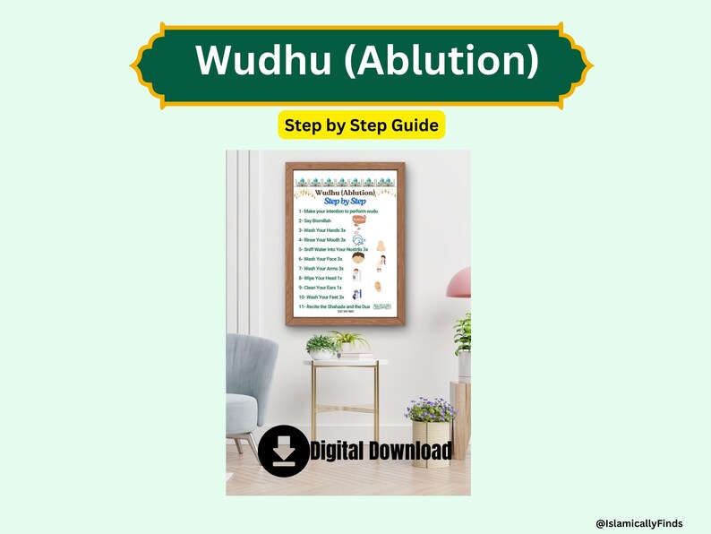 Wudhu Steps Ablution Step by Step, Islamic Digital Printable, Perfect ...