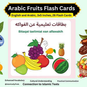 Fruits Flash Cards in Arabic and English Names Teach Your Kids With ...