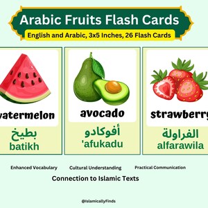 Fruits Flash Cards in Arabic and English Names Teach Your Kids With ...