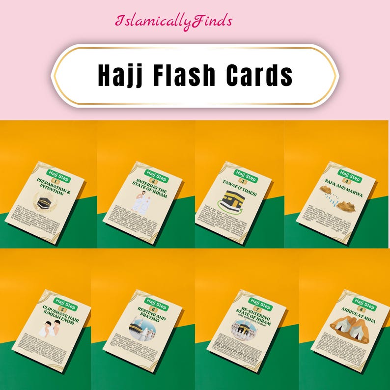Hajj Flashcards Printable Set: Islamic Pilgrimage Learning (PNG, PDF ...