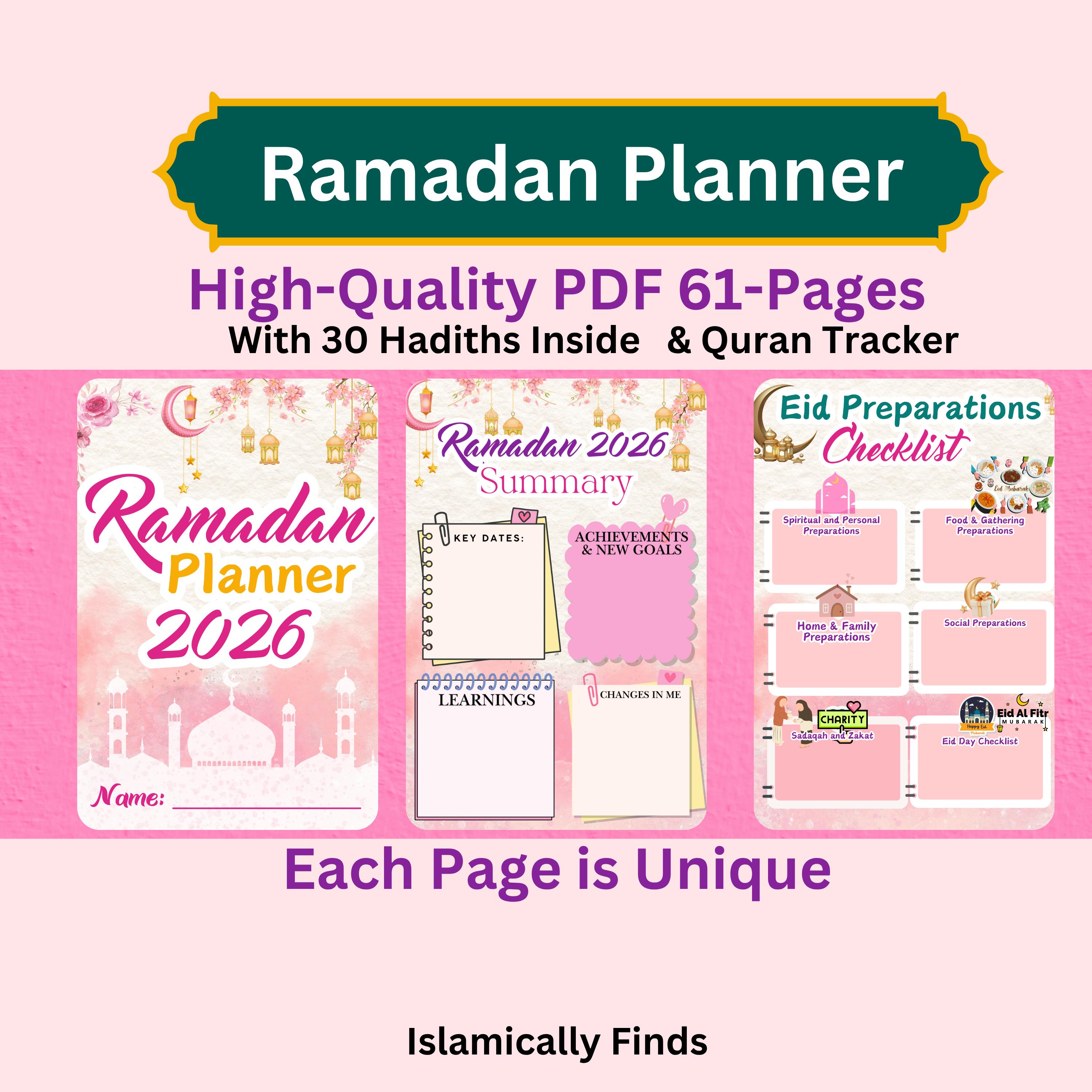Ramadan Planner Undated Pink Aesthetic Floral Girly Design Daily ...