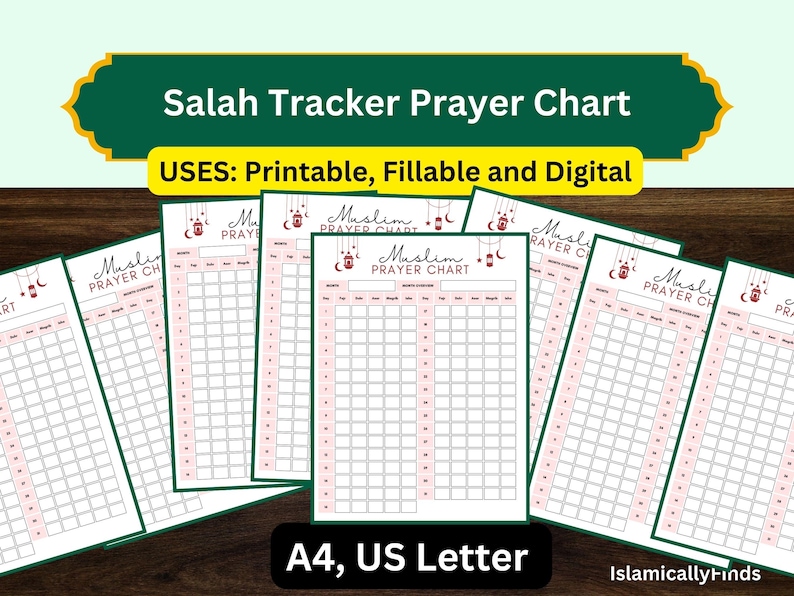 Monthly Salah Tracker Prayer Chart Islamic Muslim Tracker Printable ...