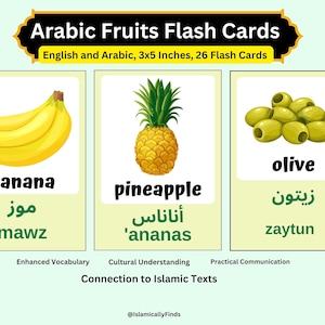 Fruits Flash Cards in Arabic and English Names Teach Your Kids With ...