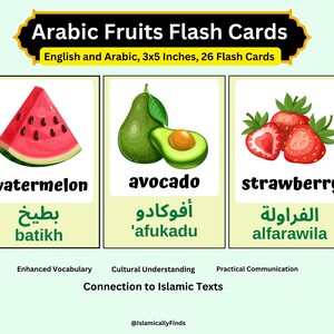 Fruits Flash Cards in Arabic and English Names Teach Your Kids With ...