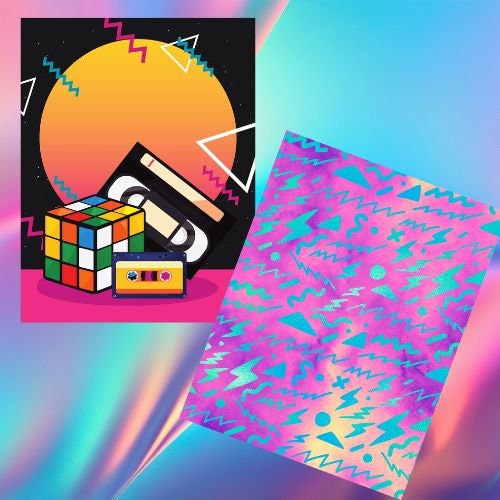 Retro 1980's Nostalgia Paper Bundle Digital Paper Pack for Scrapbooking ...