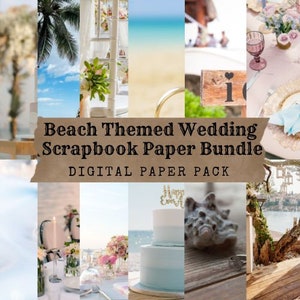 Beach Themed Scrapbook Paper Bundle - Digital Paper Pack for Wedding ...