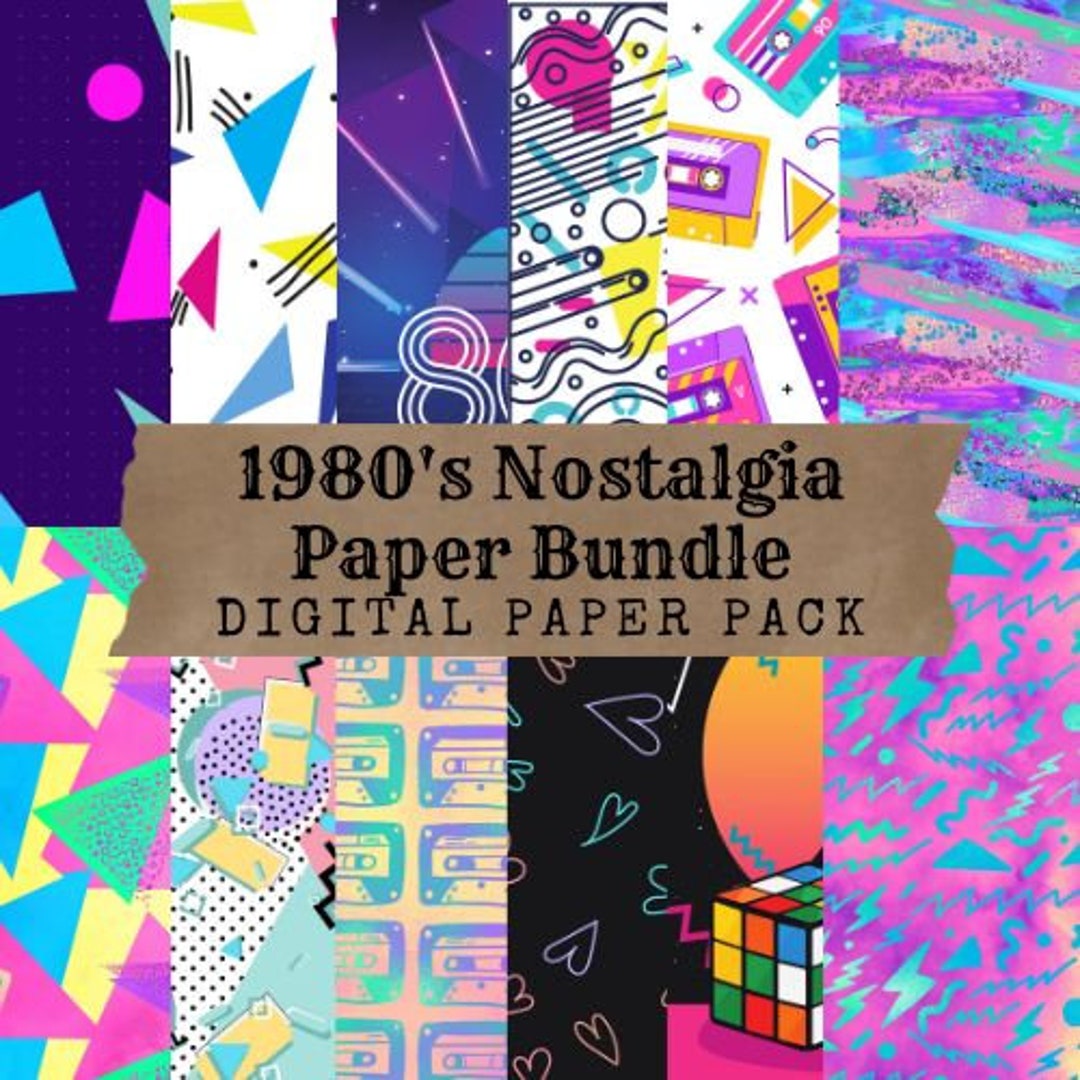 Retro 1980's Nostalgia Paper Bundle - Digital Paper Pack for ...