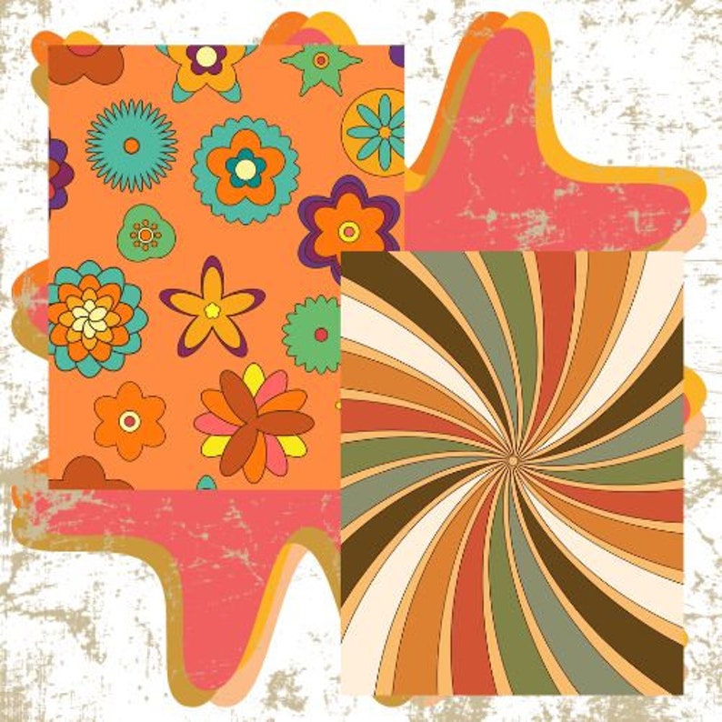 Vintage 1970's Nostalgia Paper Bundle - Digital Paper Pack for ...