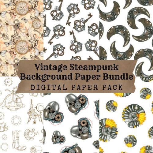 Vintage Steampunk Background Paper Bundle Digital Paper Pack for ...