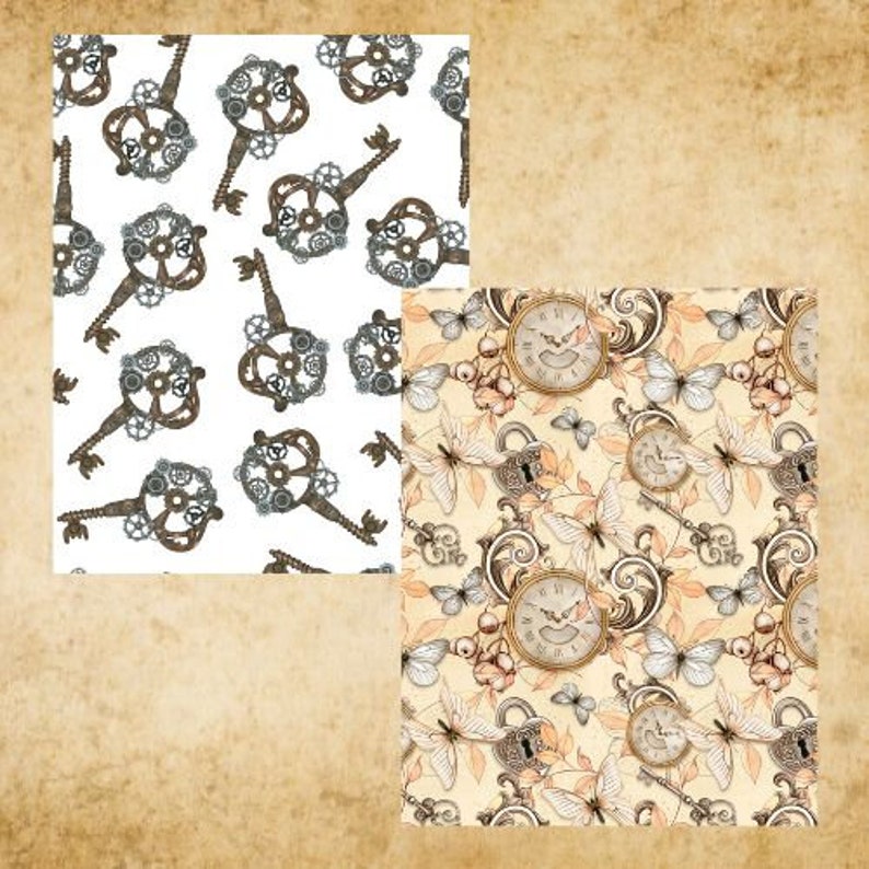 Vintage Steampunk Background Paper Bundle - Digital Paper Pack for ...
