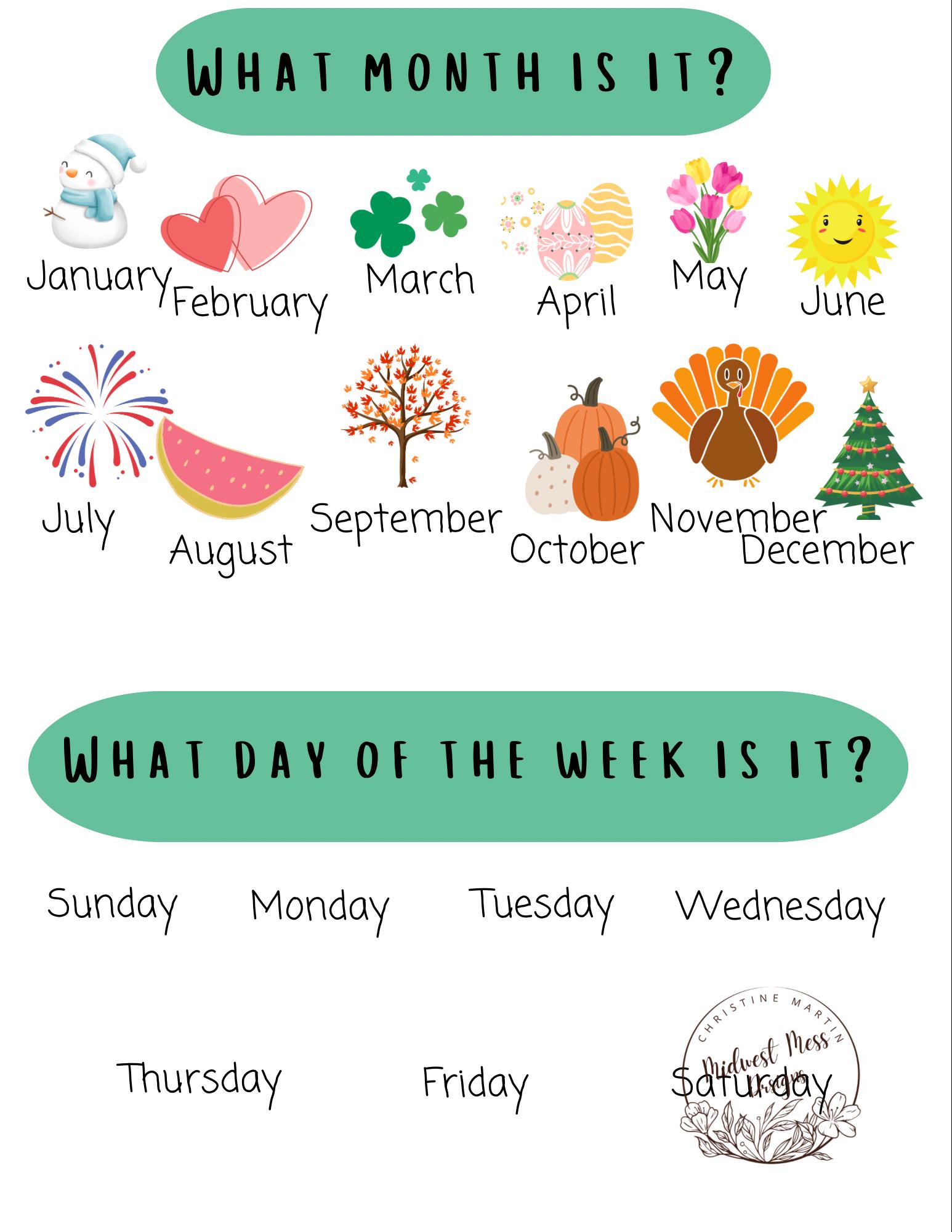 Morning Menu, EDITABLE Printable Calendar Time Activities, Educational ...