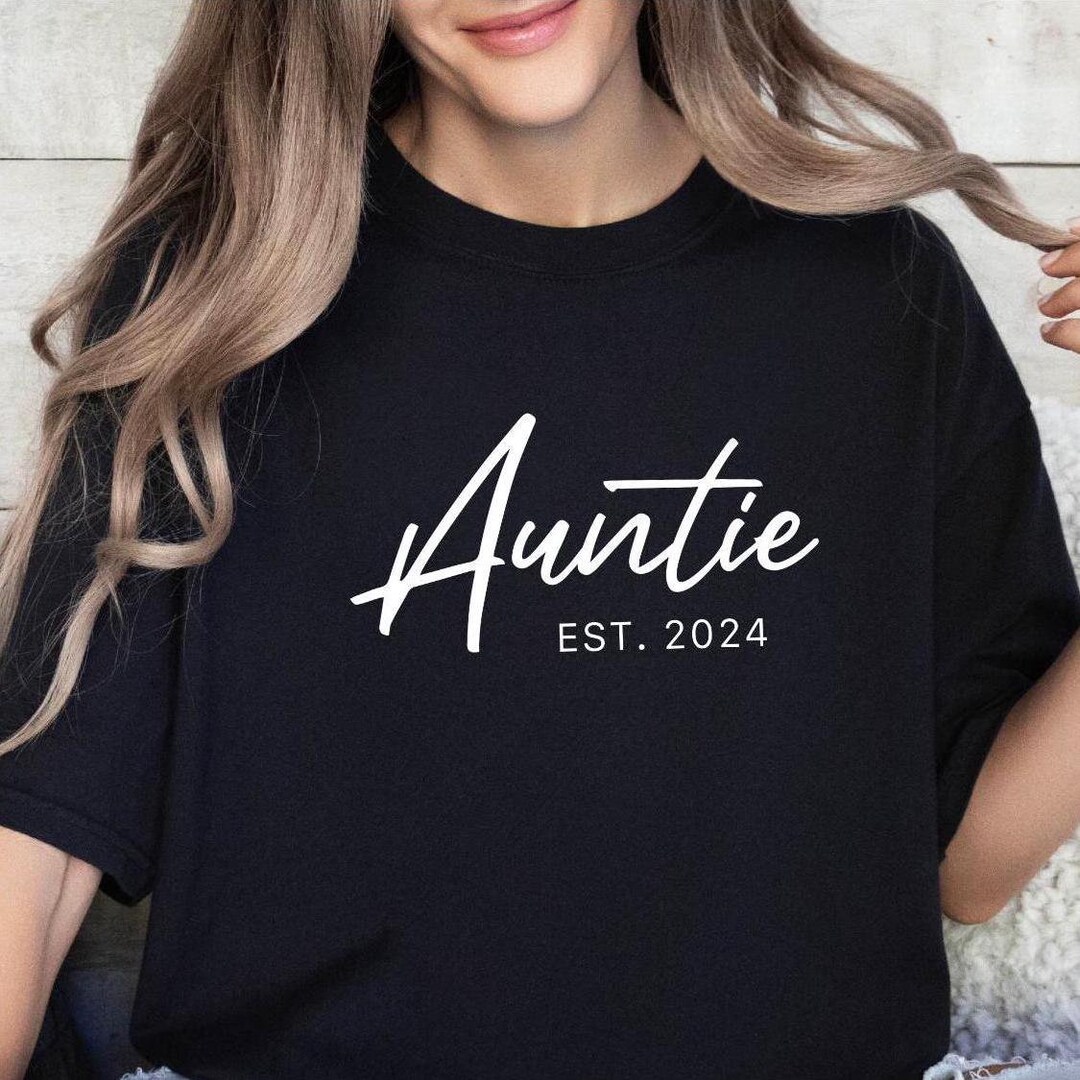 Custom Aunt Shirt, Est 2025 Est 2024 Auntie Shirt, Auntie Xmas Gift, Aunt Christmas Gift, Custom ...