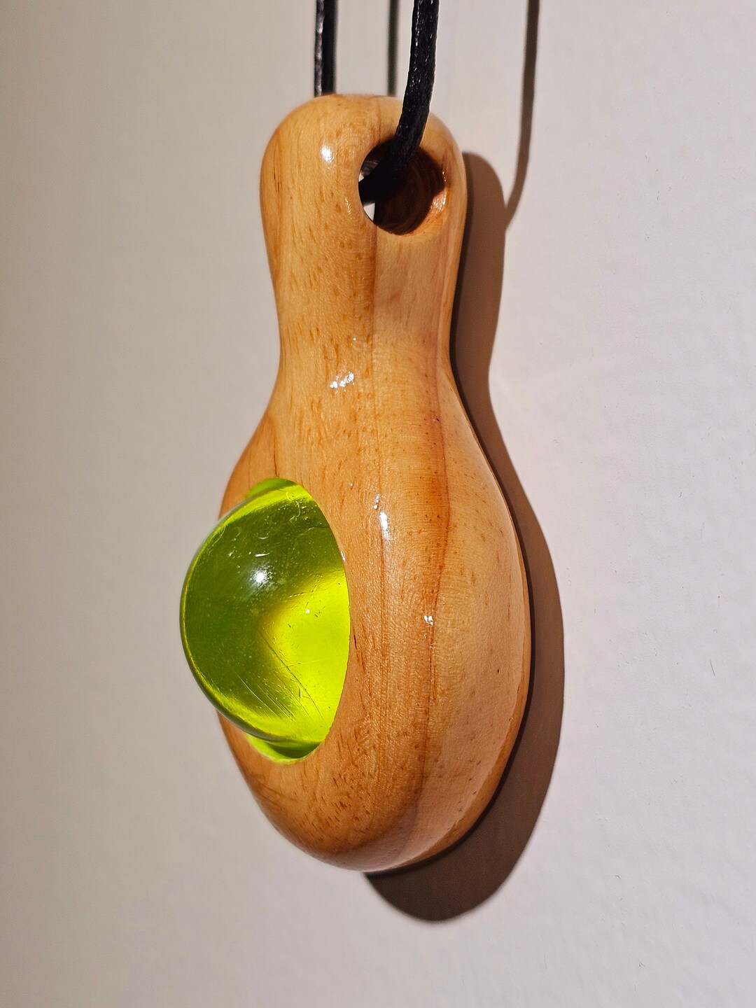 Hand Carved Oak Burl Wood Amulet With Marble Inlay - Etsy