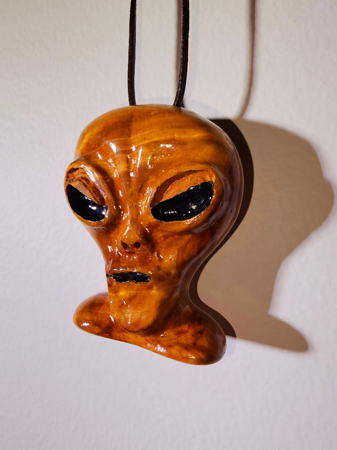 Hand Carved Alien Head Amulet Made From a Black Birch Burl. - Etsy