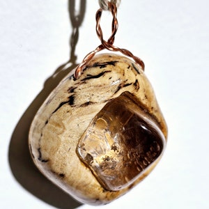 Hand Carved Spalted Maple Burl Amulet With Quartz Inlay and Copper Loop ...