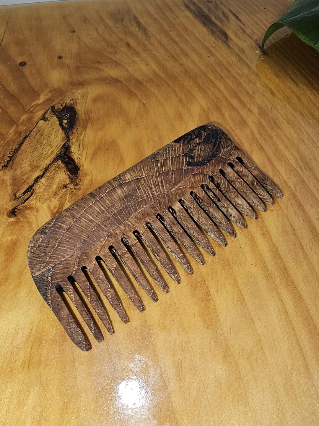Hand Carved Oak Burl Wood Comb - Etsy