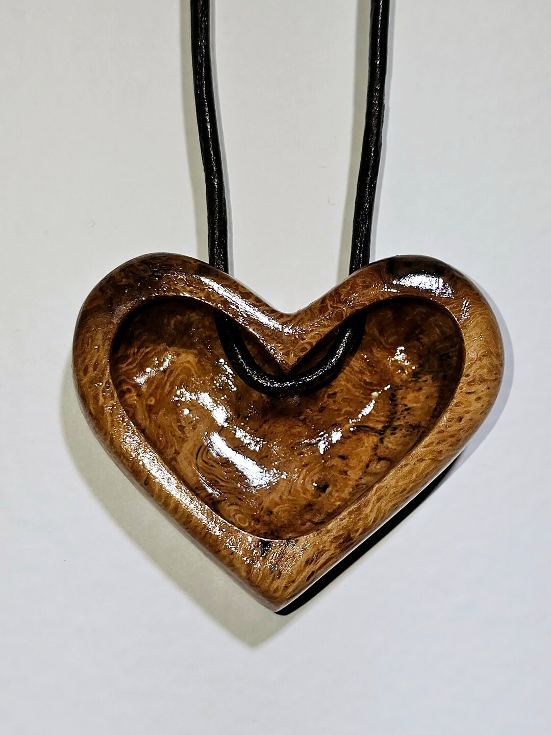 Hand Carved Empty Heart Amulet Oak Burl Wood - Etsy
