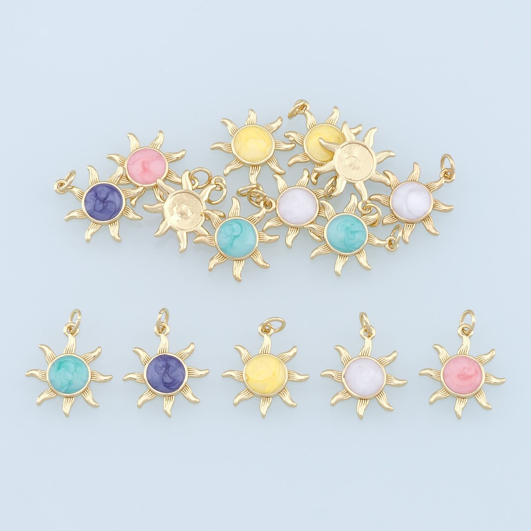 18K Gold Filled Sun Pendant,sun Charm Bracelet Necklace for DIY Jewelry ...