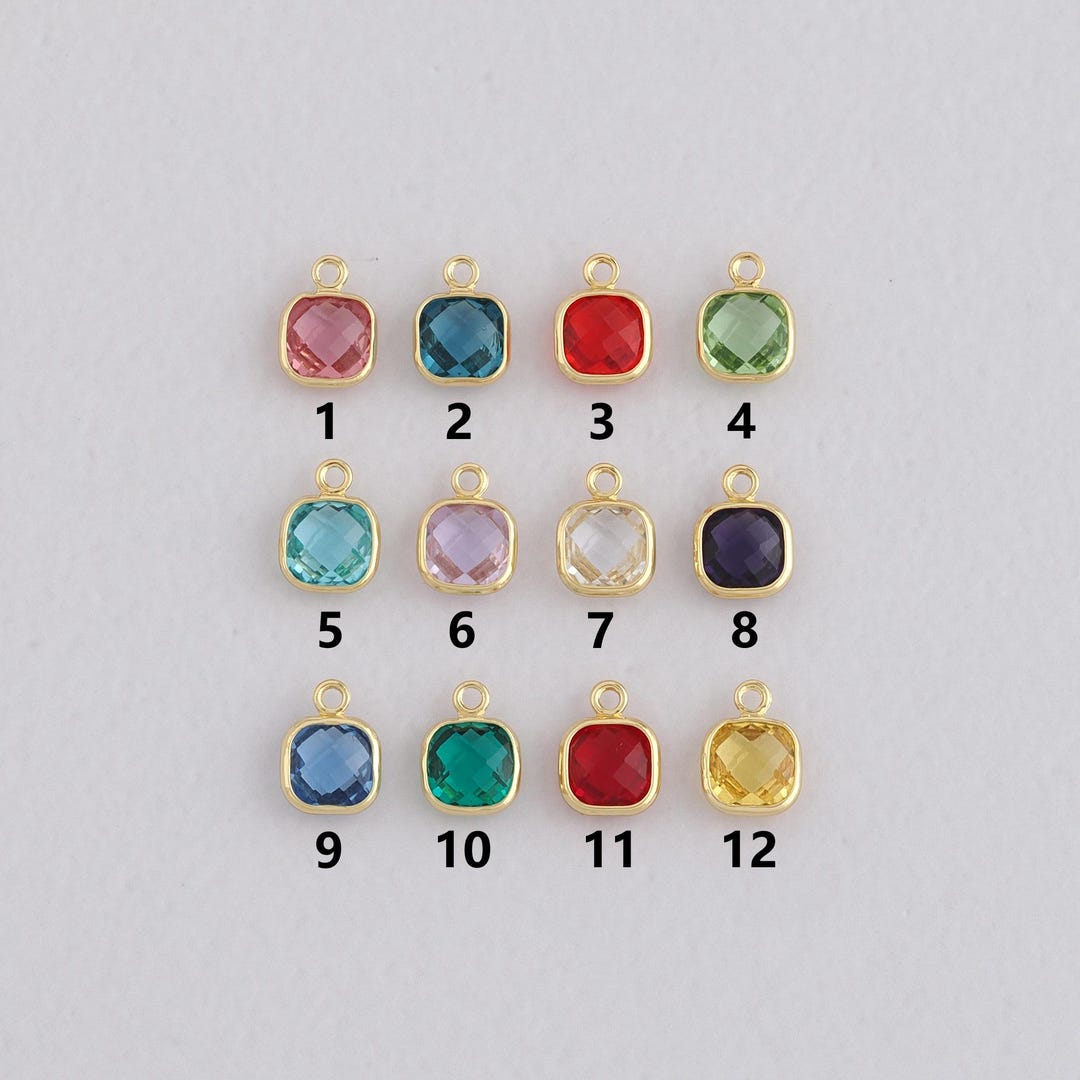 18K Gold Filled Square Pendant,crystal Square Charm Bracelet Necklace ...