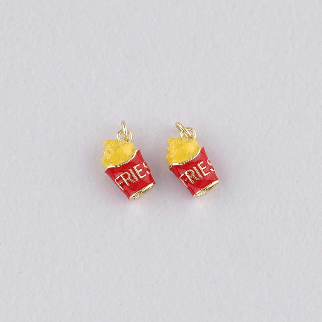 18K Gold Filled French Fries Pendant,enamel French Fries Charm Bracelet ...