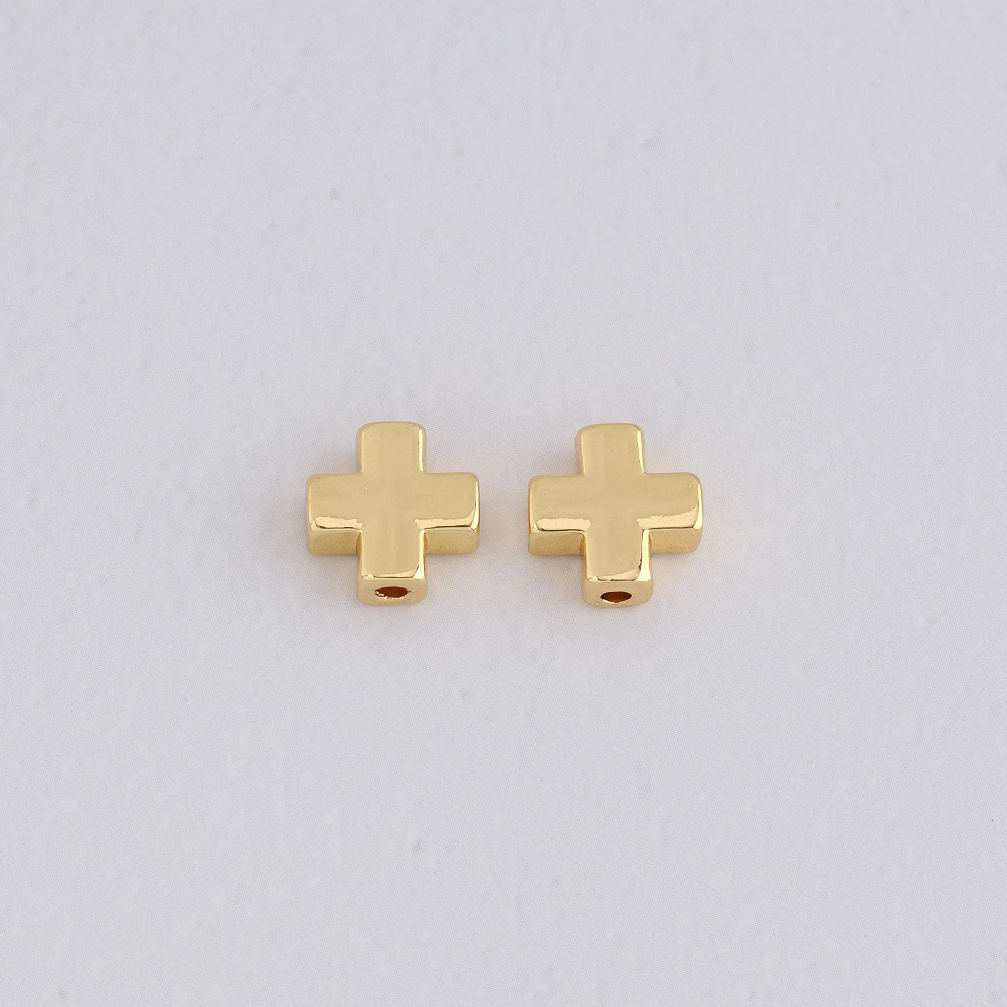 18K Gold Filled Cross Spacer Beads,cross Beads Charm Bracelet Necklace ...